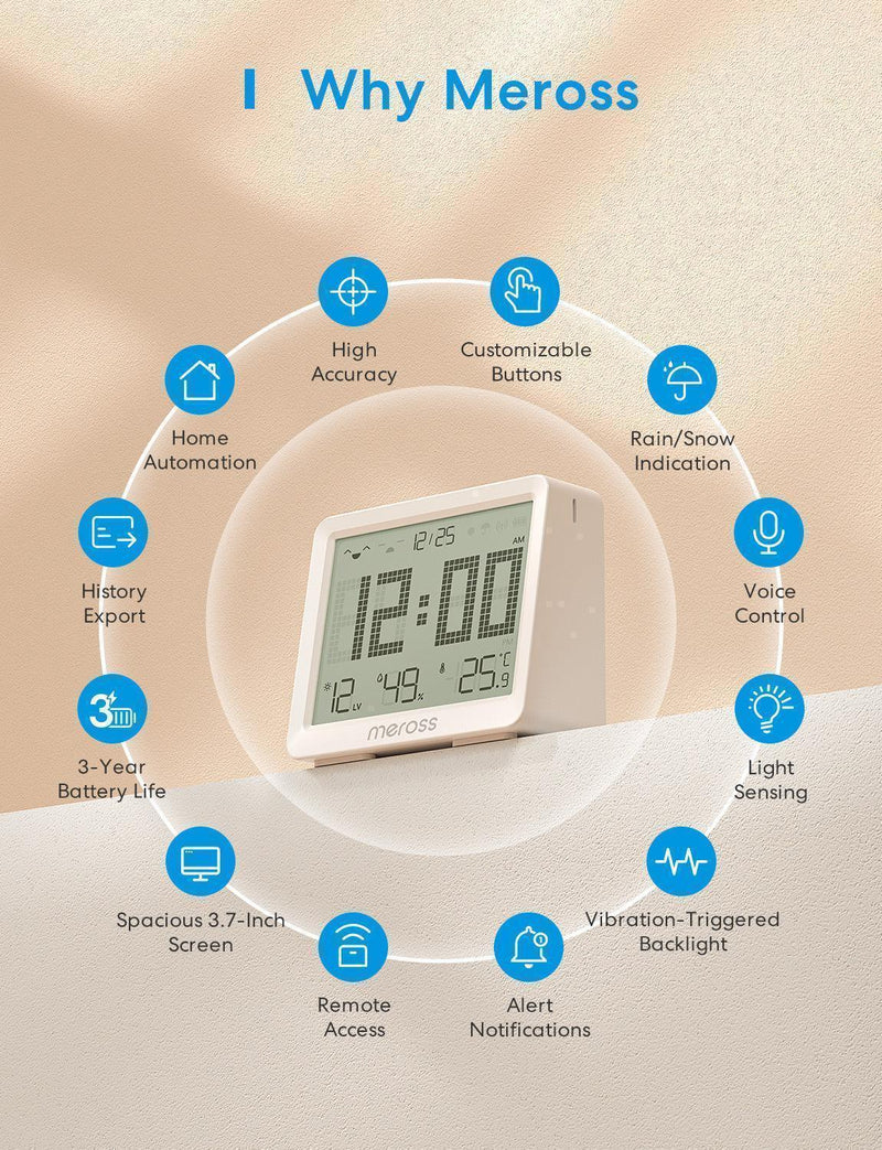 Meross Matter Smart Temperature and Humidity Sensor, MS130 – Meross ...