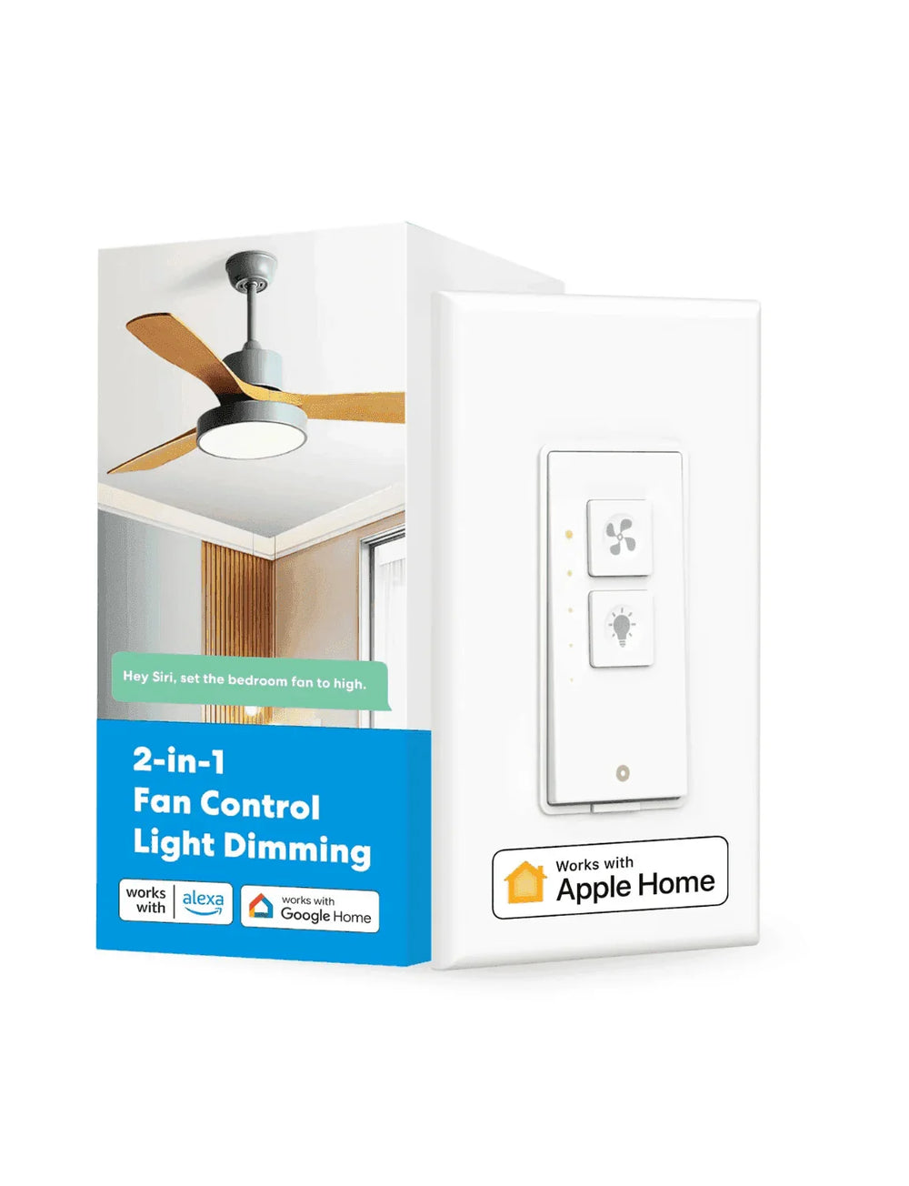 Meross Wi-Fi Smart Fan and Light Wall Switch, MFC100HK (US/CA Version ...